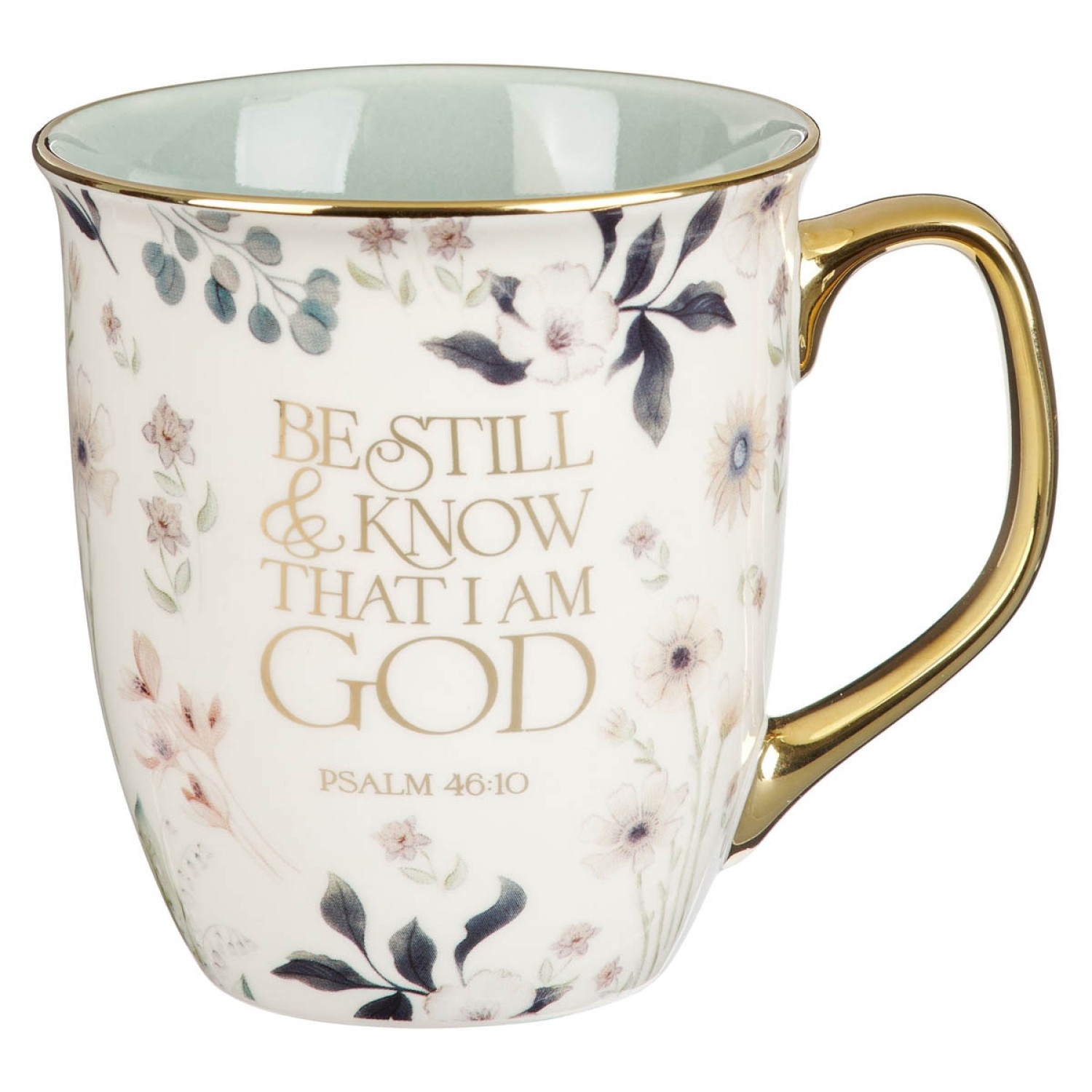 MUG1118-Be Still Teal Meadow Ceramic Christian Coffee Mug - Psalm 46:10