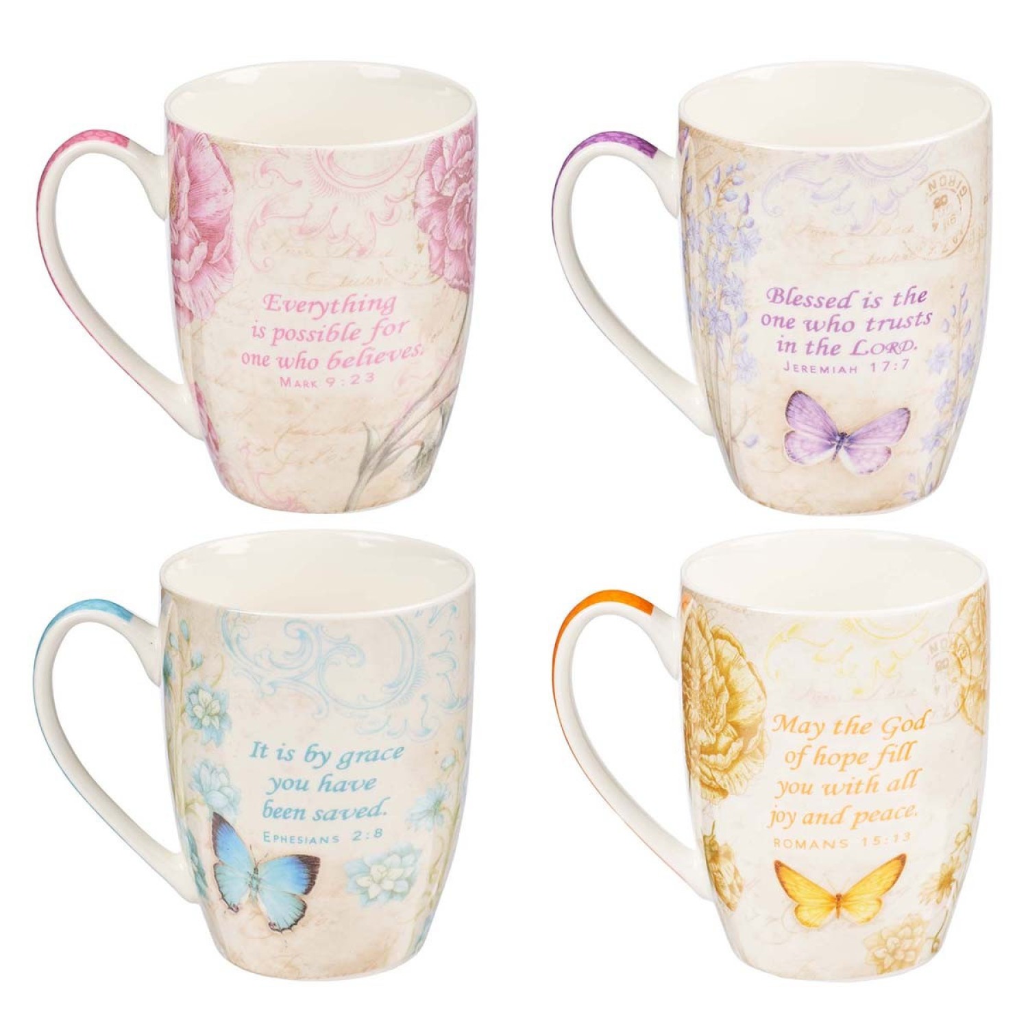 MUGS25-Butterfly Blessings Christian Coffee Mug Set - ENI Gifts