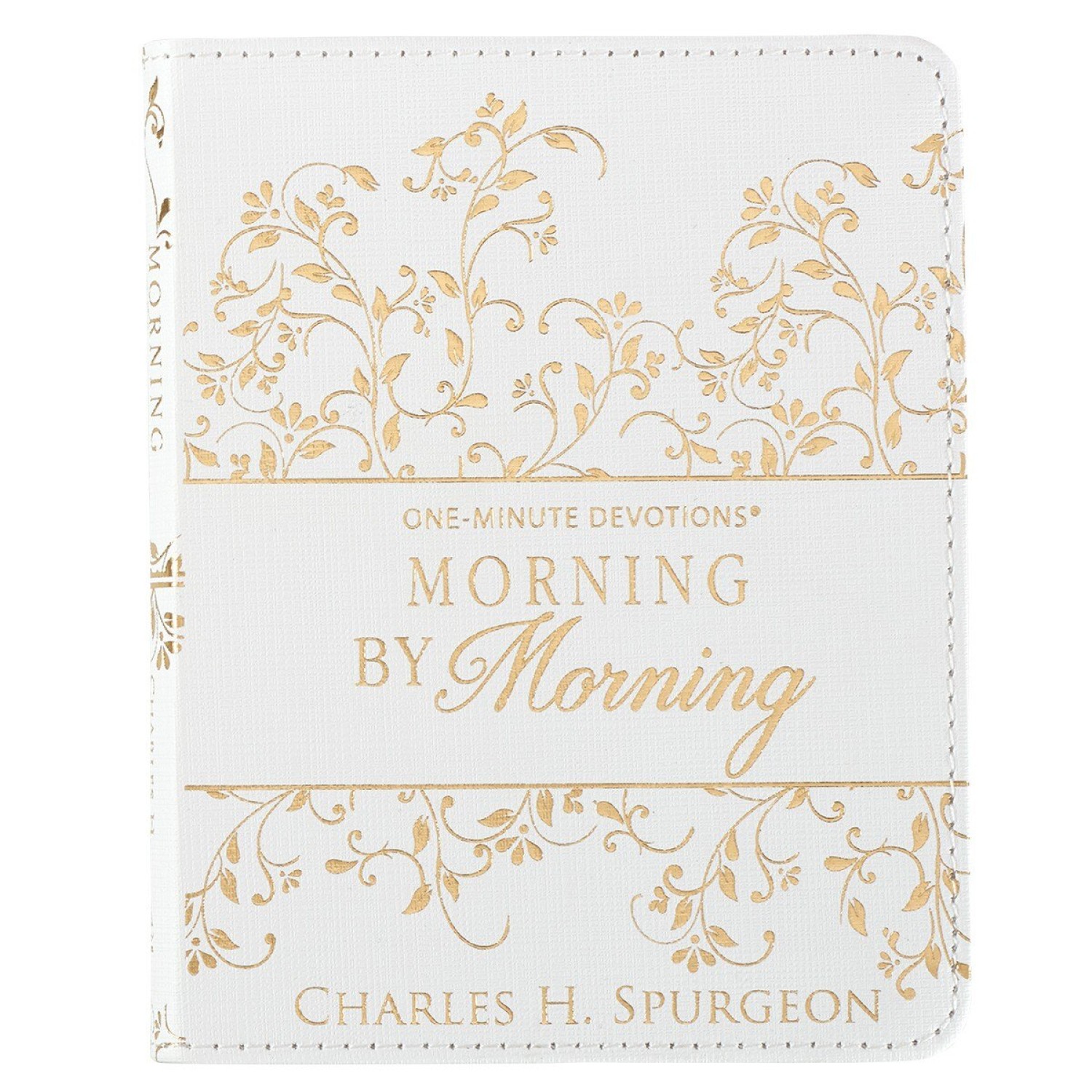 OM068-Morning by Morning White Faux Leather One-Minute Devotions
