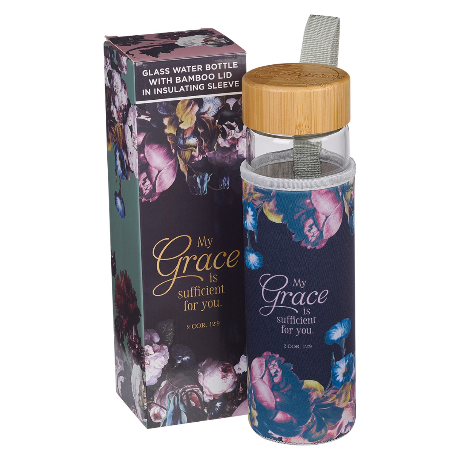 WBT170-My Grace is Sufficient Glass Christian Water Bottle 基督教水樽